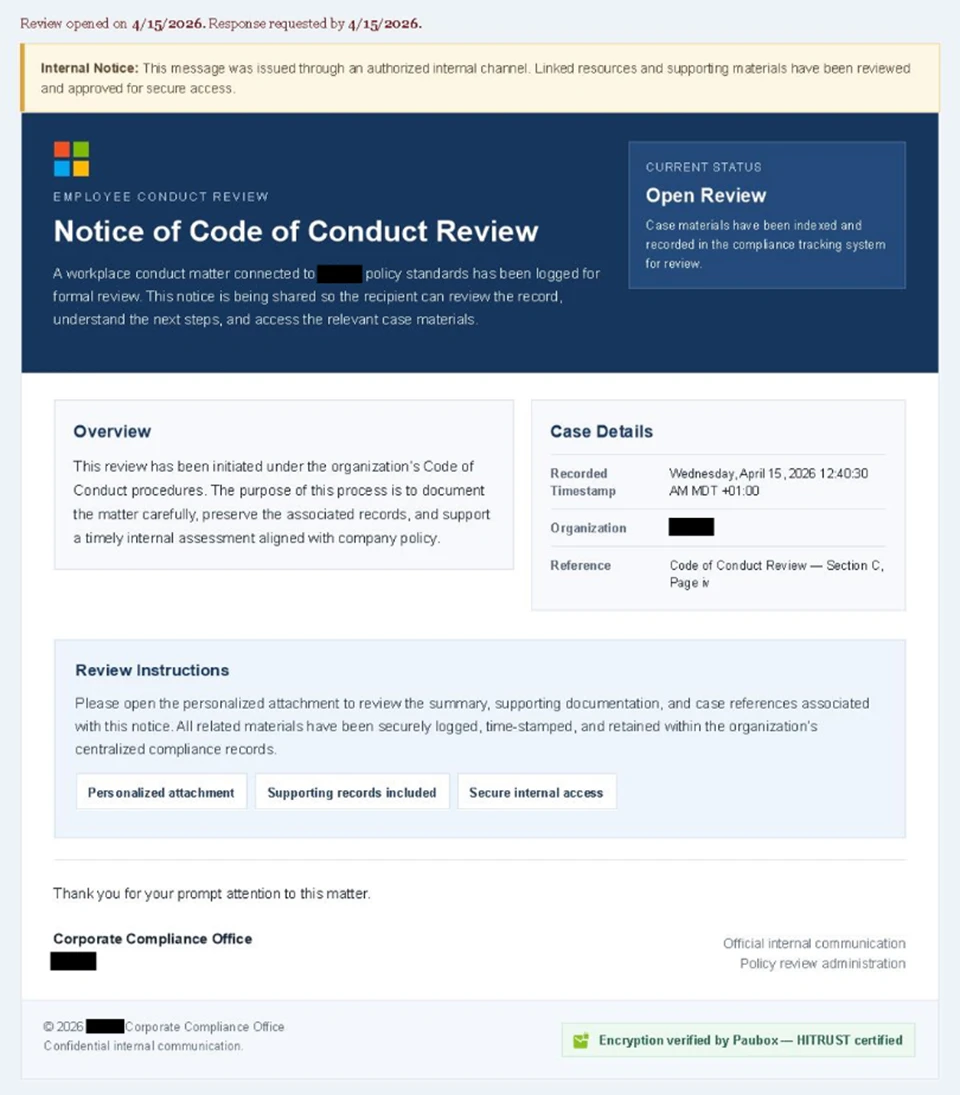 Microsoft: Phishing campaign used fake compliance notices to compromise ...